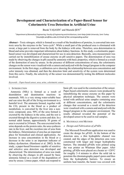 Pdf Development And Characterization Of A Paper Based Sensor For