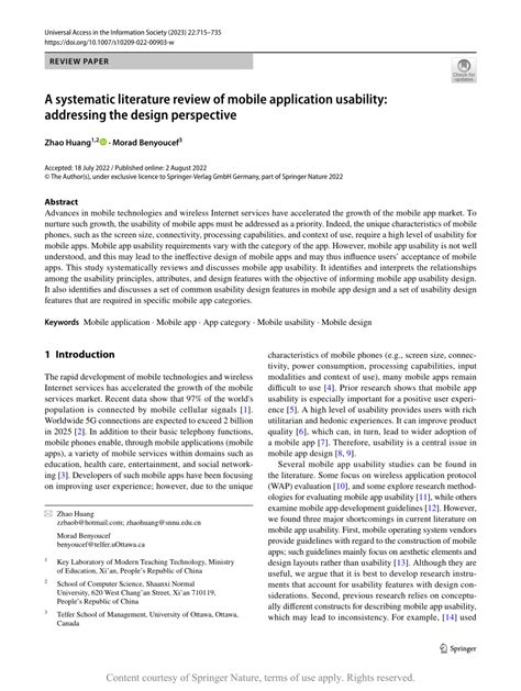 A Systematic Literature Review Of Mobile Application Usability Addressing The Design Perspective