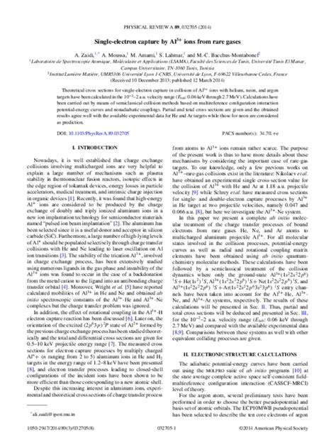 Pdf Single Electron Capture By Al3 Ions From Rare Gases