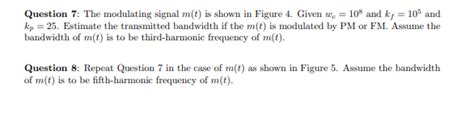 Solved Question 7 The Modulating Signal M T Is Shown In