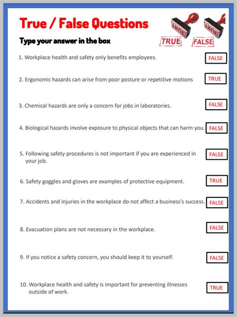 Health And Safety In The Workplace Reading Passage And Comprehension