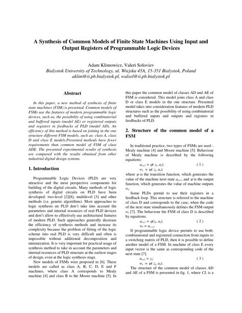 Pdf A Synthesis Of Common Models Of Finite State Machines Using Input