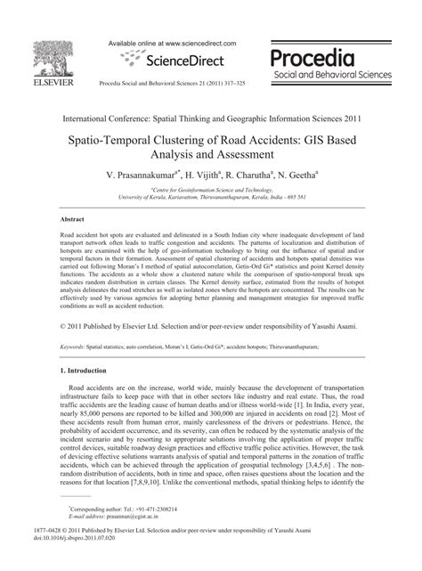 pdf spatio temporal clustering of road accidents gis based analysis