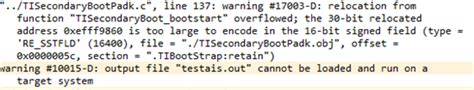 Warning No Matching Section Code Composer Studio Forum Code Composer Studio TI E E