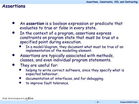PPT Assertions Constraints And OCL Mechanisms And Methodology Department Of Computer Science