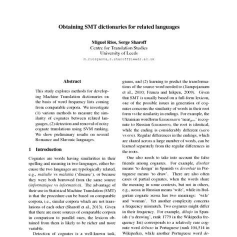 Obtaining Smt Dictionaries For Related Languages Acl Anthology
