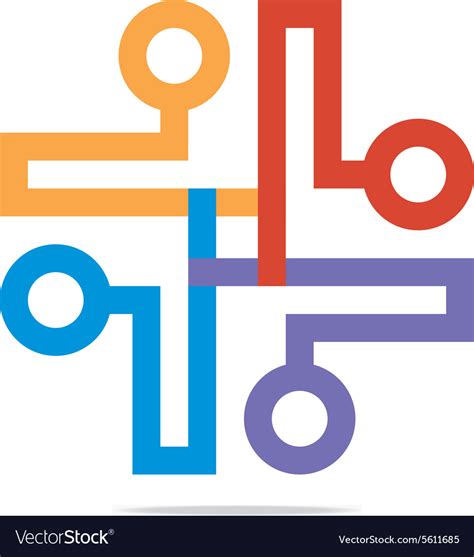 Connection Circle Square Element Logo Abstract Vector Image