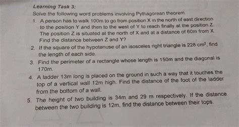 solved learning task 3 solve the following word problems involving