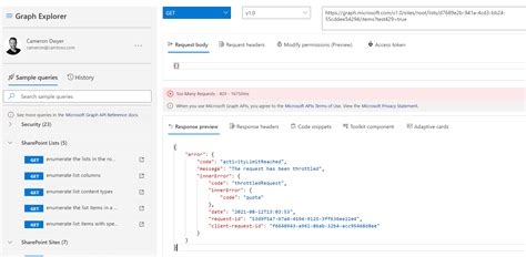 simulating 429 throttling in microsoft graph api sharepoint onedrive