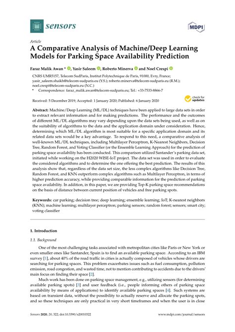 PDF A Comparative Analysis Of Machine Deep Learning Models For Parking Space Availability