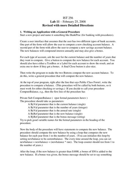 Revised With More Detailed Directions Fall 2008 Ist 256 Docsity