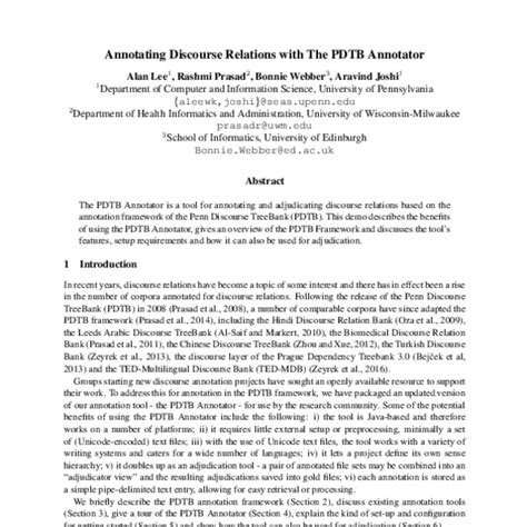 Annotating Discourse Relations With The Pdtb Annotator Acl Anthology