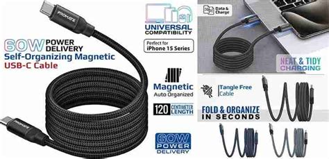 Promate W Power Delivery Self Organizing Magnetic Usb C Cable M Brightsource Kenya
