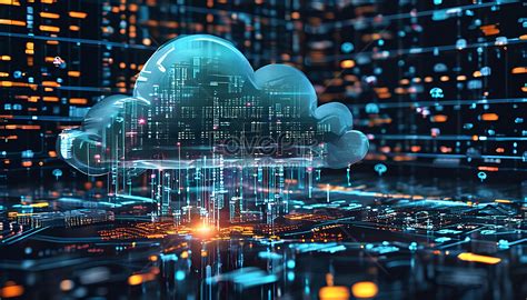 Data Cloud Computing Background Network Nodes Digital Storage Symbols