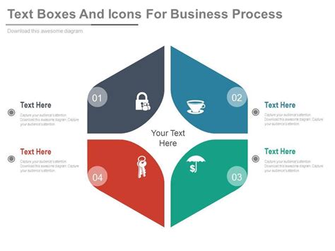 Dl Four Text Boxes And Icons For Business Process Flat Powerpoint Design Template Presentation