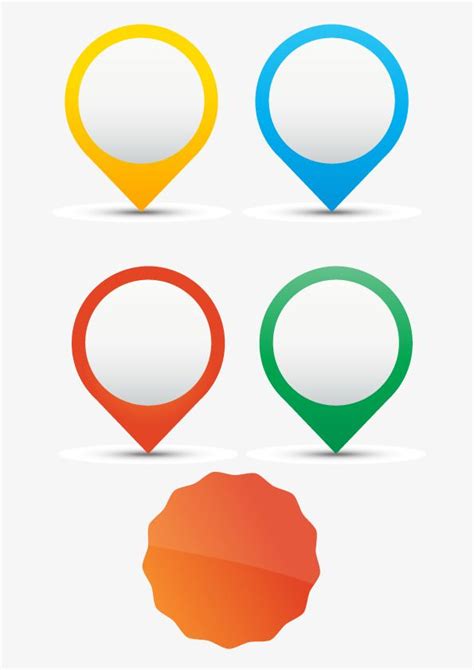 Four Different Colored Pointers Are Shown In The Shape Of An Oval Circle And Rectangle