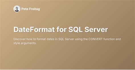 Dateformat For Sql Server