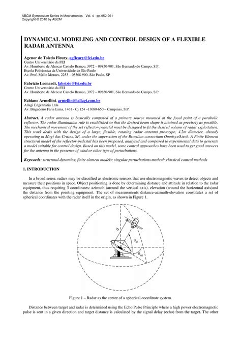 pdf dynamical modeling and control design of a flexible radar antenna