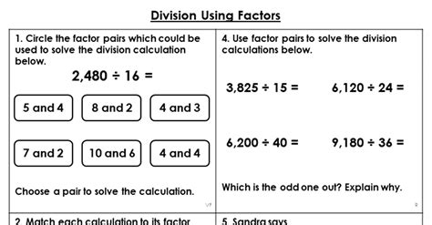 Year 6 Division Using Factors Lesson Classroom Secrets Classroom