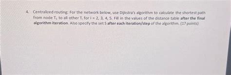 Solved Centralized Routing For The Network Below Use Chegg