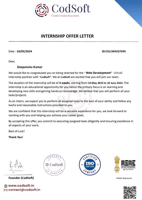 Deepanshu Kumar On Linkedin Internshipopportunity Codesoft Professionaldevelopment