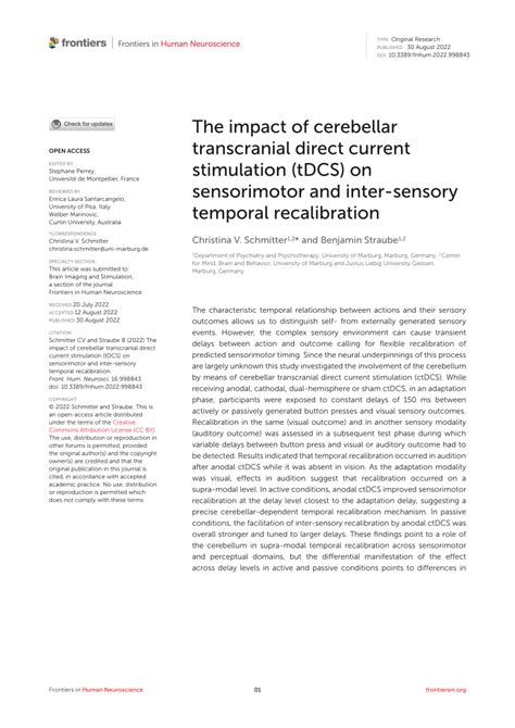 Pdf The Impact Of Cerebellar Transcranial Direct Current Stimulation