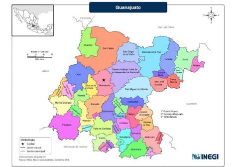 Mapas De Guanajuato México A Color Blanco Y Negro Y Para Imprimir Pdf
