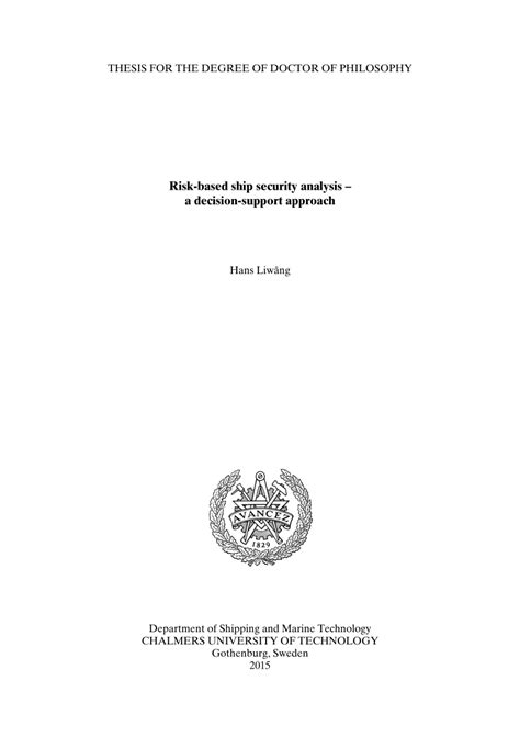 Pdf Risk Based Ship Security Analysis A Decision Support Approach