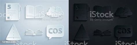 Set Open Book Human Brain Geometric Figure Cone Mathematics Function Cosine And Test Or Exam