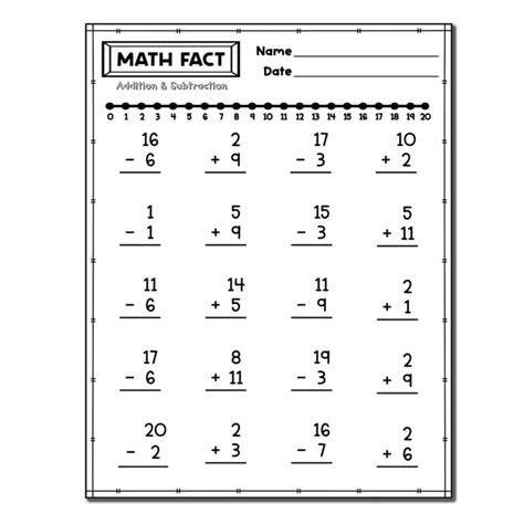 Math Fact Fluency Addition And Subtraction To 20 By Worksheets By Meemi