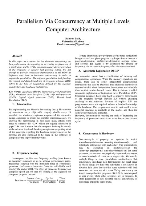 Pdf Parallelism Via Concurrency At Multiple Levels