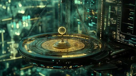 High Tech Digital Pendulum In Futuristic Industrial Environment Stock