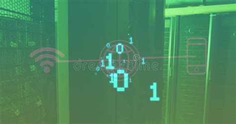 Animation Of Binary Code Tech Icons And Servers Stock Footage Video