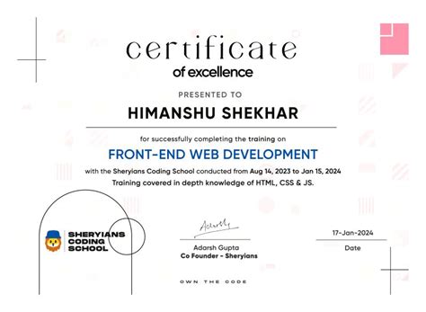 Himanshu Shekhar On Linkedin Frontenddeveloper Sheryianscodingschool Webdevelopment