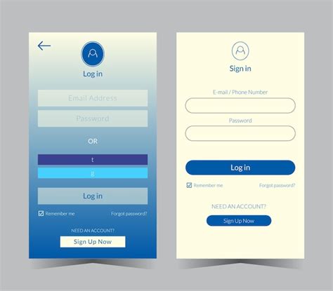 앱 화면 로그인 디자인 ui 키트 프리미엄 벡터