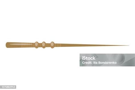 흰색 배경에 고립 된 마법 지팡이 마법과 마법의 개체 마법사 도구입니다 마법과 마술을 테마로 한 스티커 할로윈과 휴일 개념 벡터 만화 일러스트레이션 아이콘 마술 지팡이에