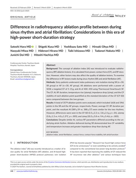Pdf Difference In Radiofrequency Ablation Profile Between During
