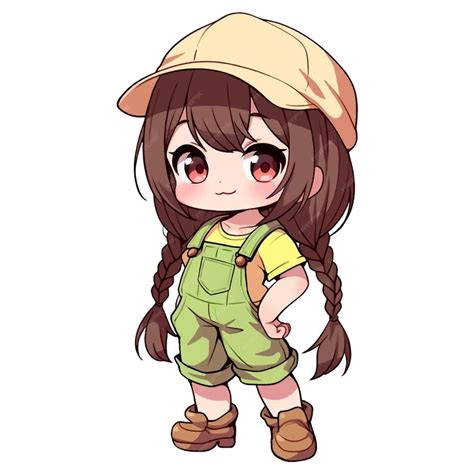 Premium Vector Chibi Cute Girl Farmer