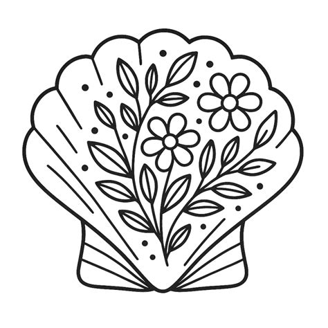 Desenho De Concha Para Colorir Com Sereia E Pérola