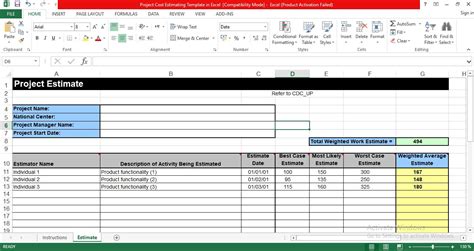 Software Project Cost Estimation Template In Excel Every Project