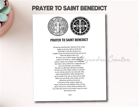 Prayer To Saint Benedict Poster Saint Benedict Home Decor Wall Art