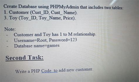 Solved Create Database Using Phpmyadmin That Includes Two
