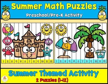 Summer Puzzles Summer Themed Math Activity Preschool Prek Tpt