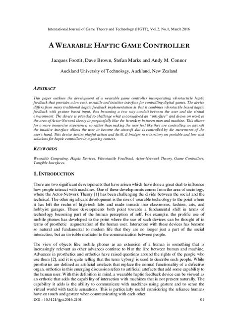 Pdf A Wearable Haptic Game Controller