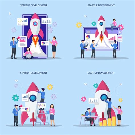 Premium Vector Startup Launch Concept Development Process Innovation