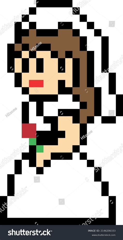 Bride Pixel Art Isolated On White Stock Vector Royalty Free