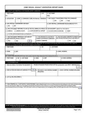 Fillable Online USMC SEXUAL ASSAULT DISPOSITION REPORT SADR Fax Email Print PdfFiller