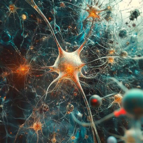 Intricate Neural Network In Vivid Colors Displaying Neuron Connectivity Stock Image Image Of