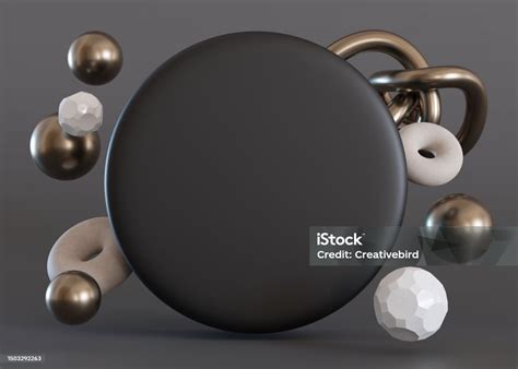 3d 도형과 텍스트를 위한 빈 공간이 있는 배경입니다 복사 공간이 있는 검은색 빈 원 모양입니다 여기에 광고 공지 사항 로고를 배치하십시오 3d 렌더링 0명에 대한 스톡