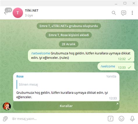 Telegram Rose Bot Komutları Tüm Ayarlar Detaylı Anlatım Tilkinet 🦊